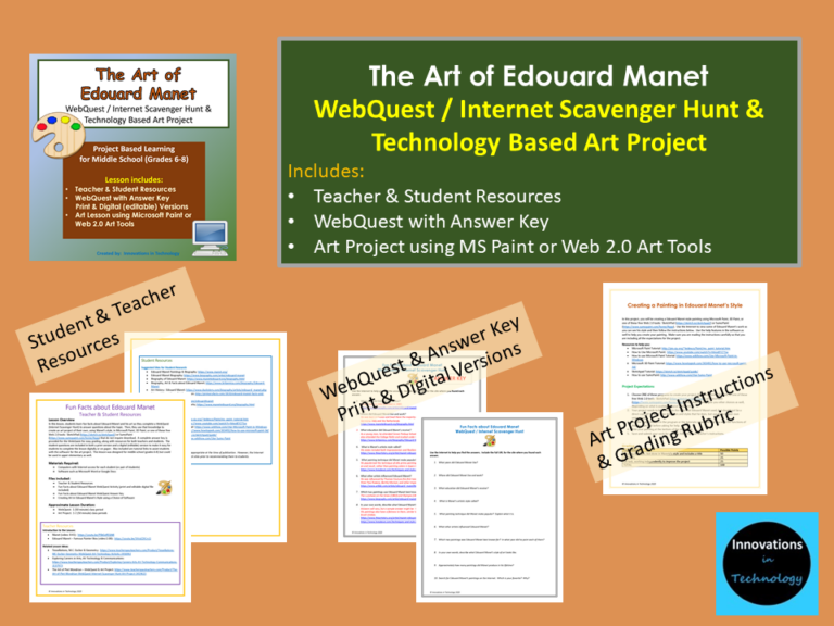 The Art of Edouard Manet - WebQuest & Technology Art Project - Made By ...