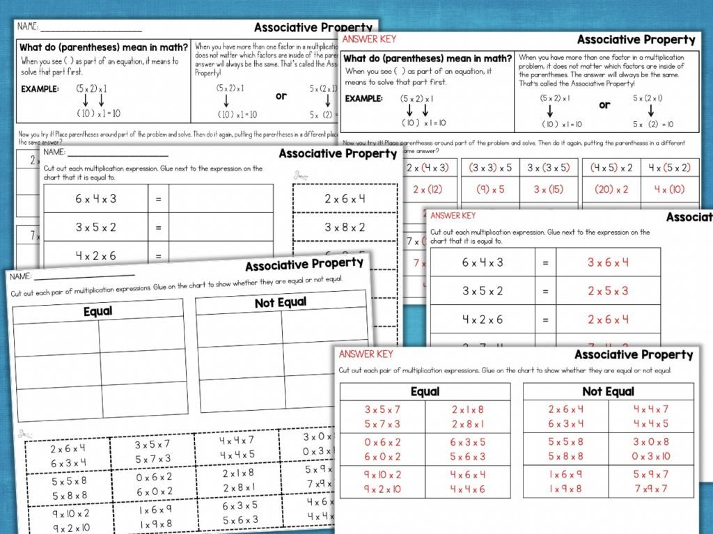 Associative Property of Multiplication Worksheets Math Centers ...