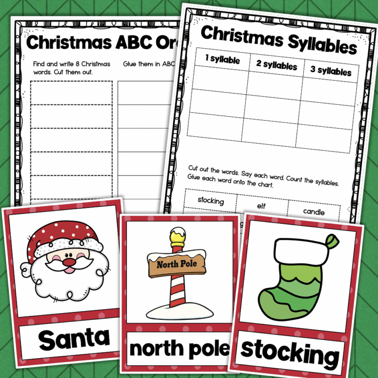 CHRISTMAS Word Wall Vocabulary Cards & Worksheets Word Search ABC Order ...