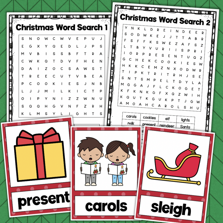 CHRISTMAS Word Wall Vocabulary Cards & Worksheets Word Search ABC Order ...
