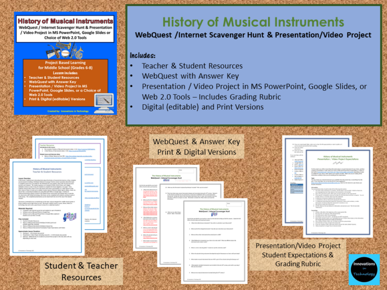 History of Musical Instruments - WebQuest & Presentation Project - Made ...