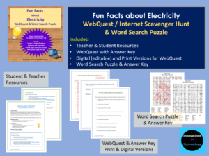 Fun Facts about Electricity - WebQuest & Word Search Puzzle - Made By ...