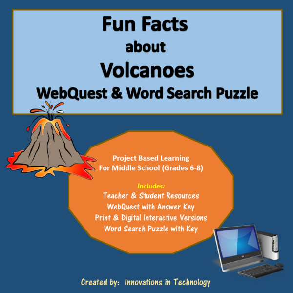 Fun Facts about Volcanoes - WebQuest and Word Search Puzzle - Made By ...