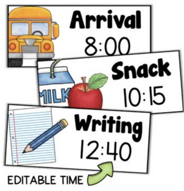 Daily Schedule Cards Editable w/ Clocks | Made By Teachers