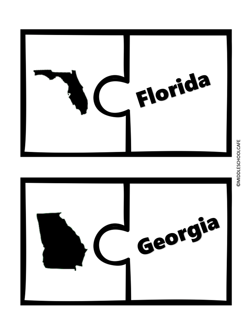 Southeast Region US States Puzzles - Made By Teachers