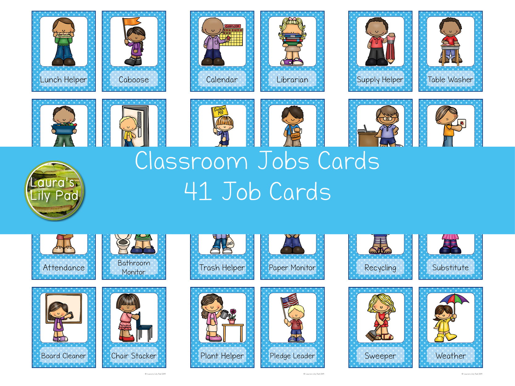 Classroom Jobs Blue Dots - Made By Teachers