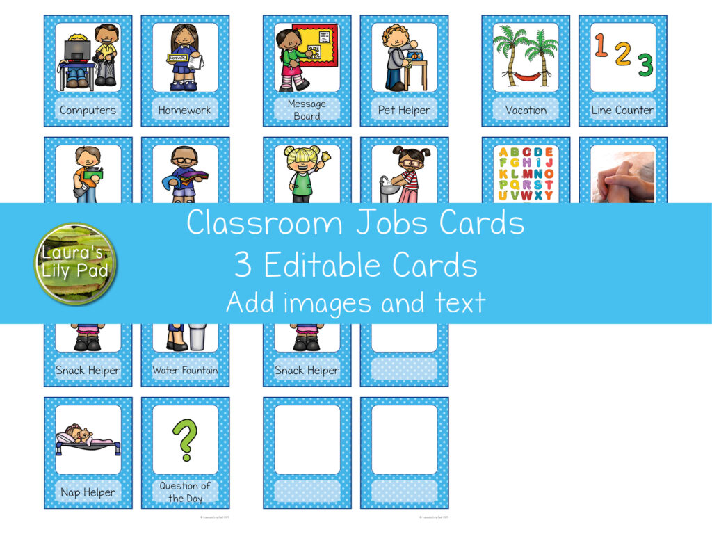 Classroom Jobs Blue Dots - Made By Teachers