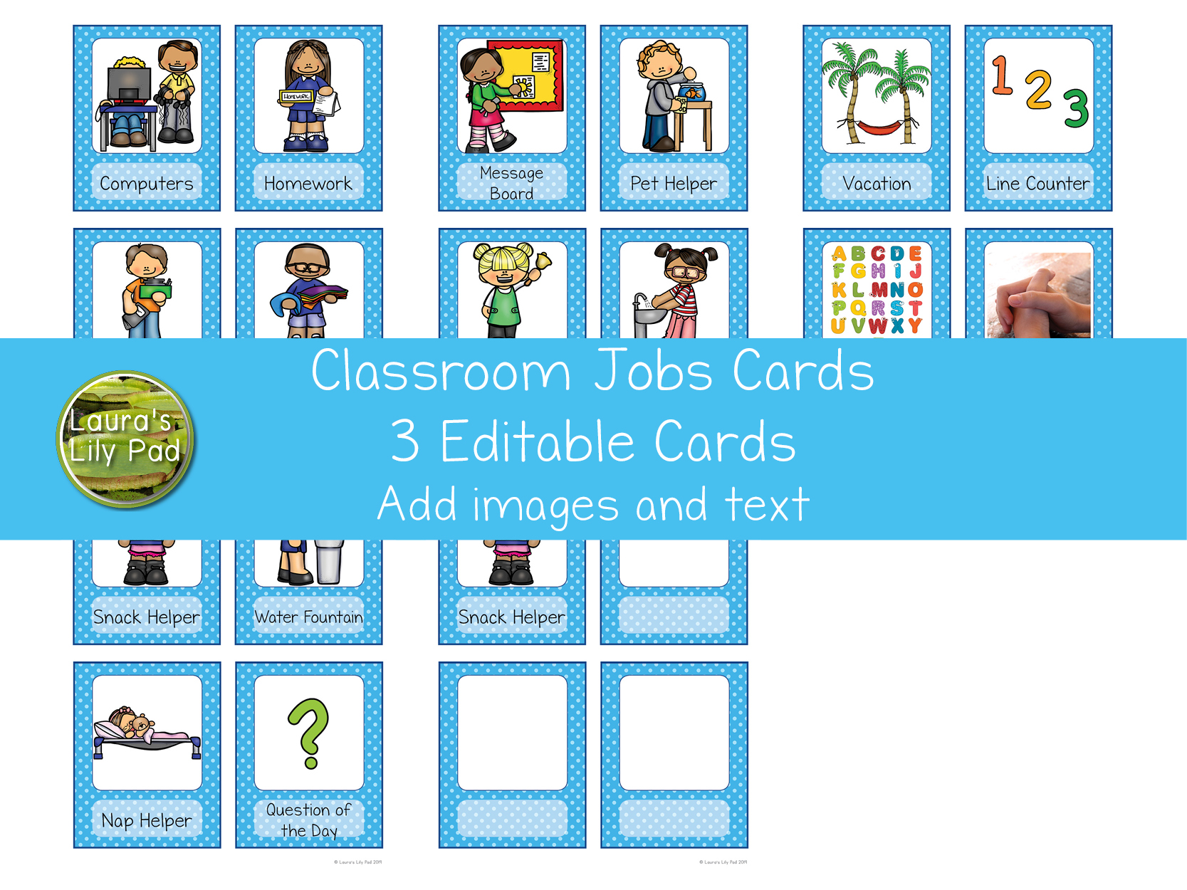 Classroom Jobs Blue Dots - Made By Teachers