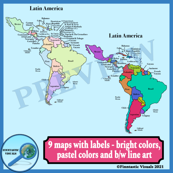 South America and Latin America Clip Art Maps | Made By Teachers