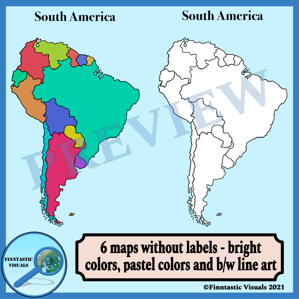 South America and Latin America Clip Art Maps | Made By Teachers
