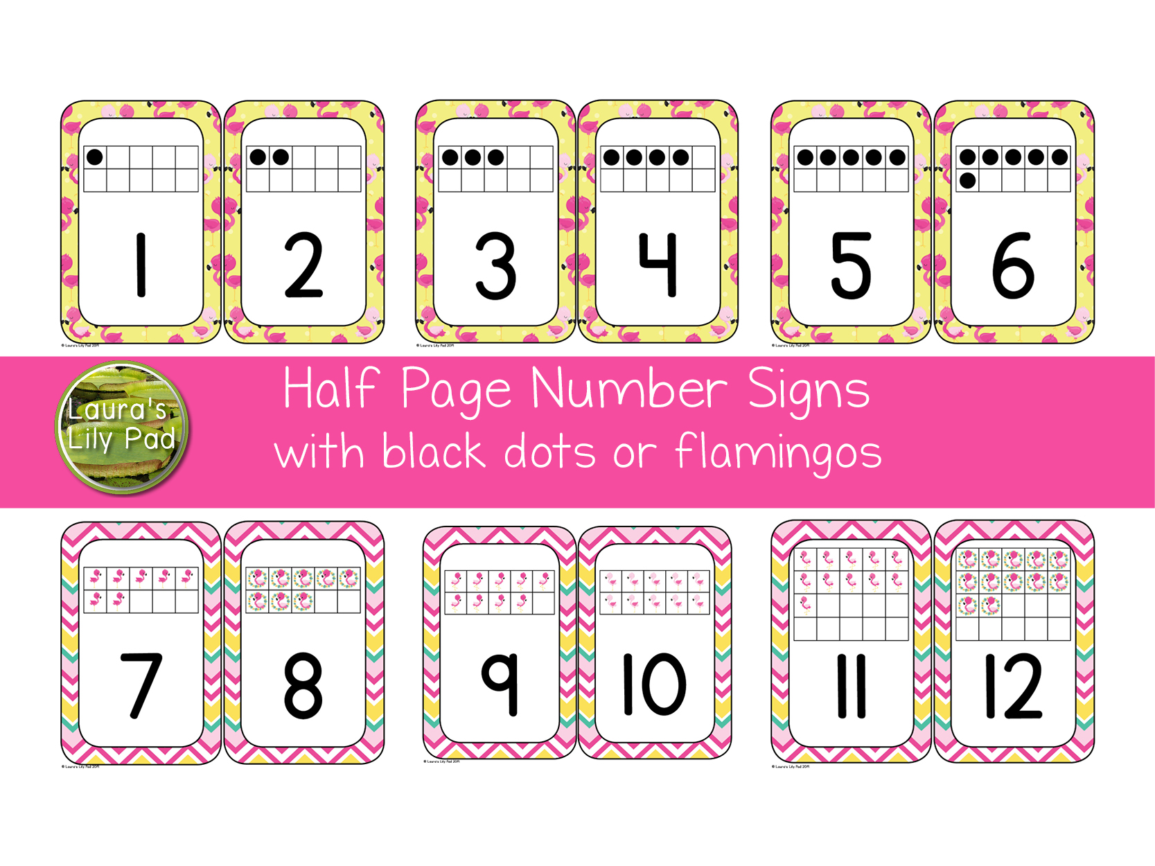 Flamingo Tropical Theme Number Signs - Made By Teachers