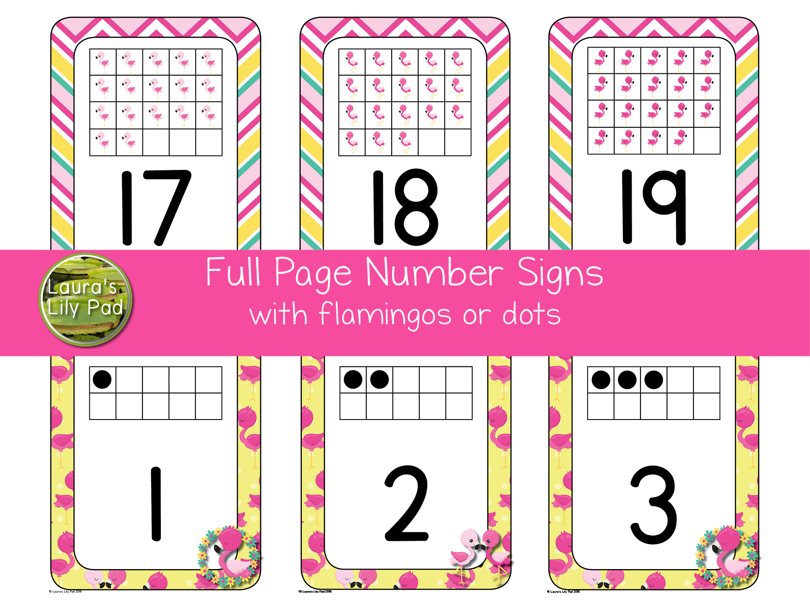 Flamingo Tropical Theme Number Signs - Made By Teachers