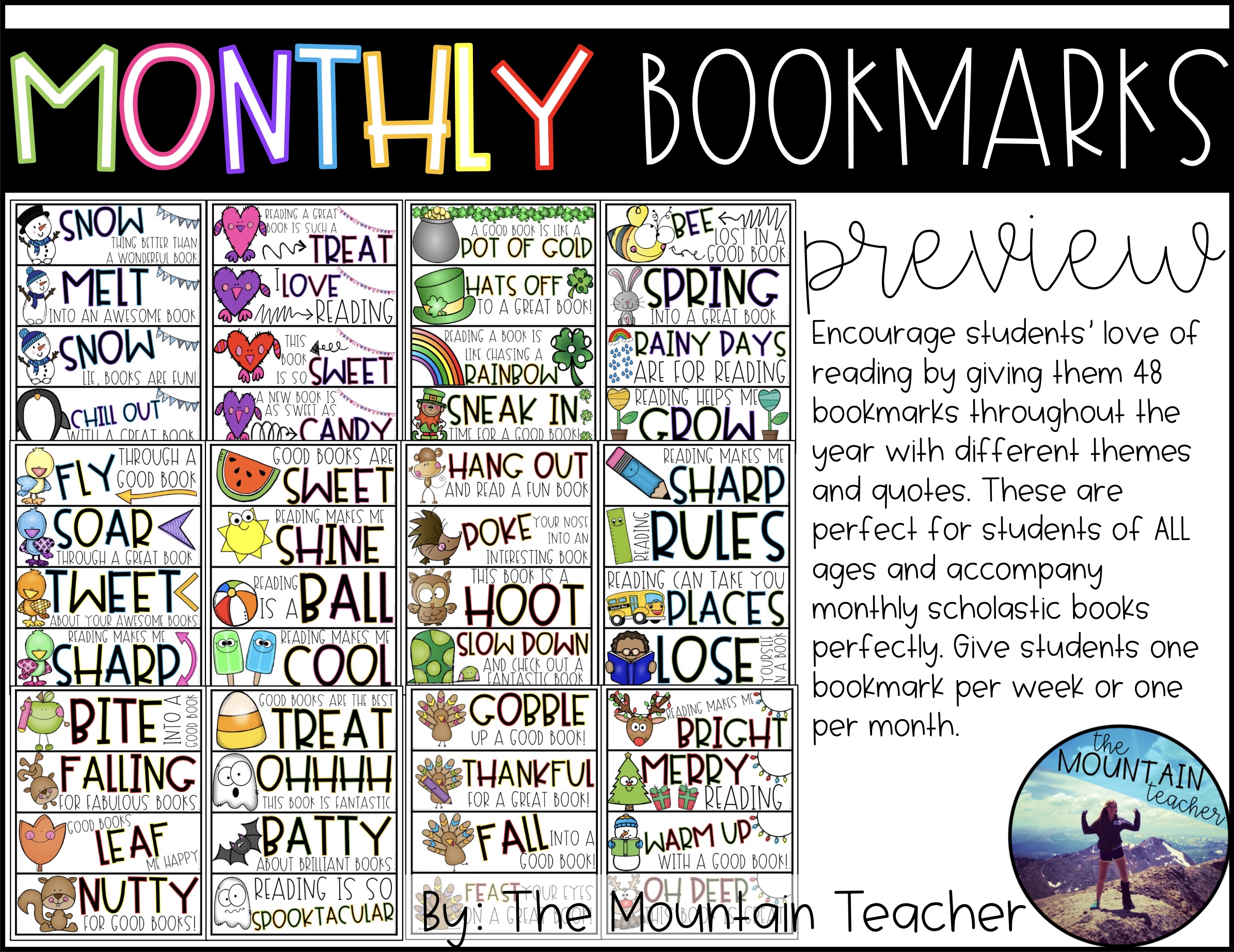 Monthly Reading Bookmarks | Made By Teachers