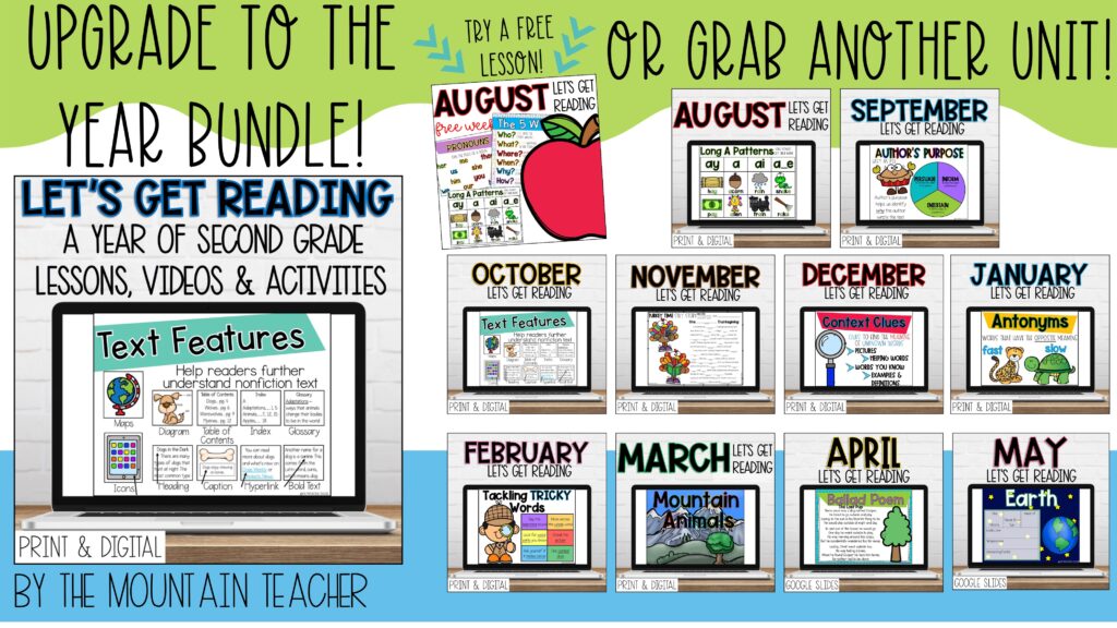 September DIGITAL Lets Get Reading 2nd Grade Reading Activities and ...