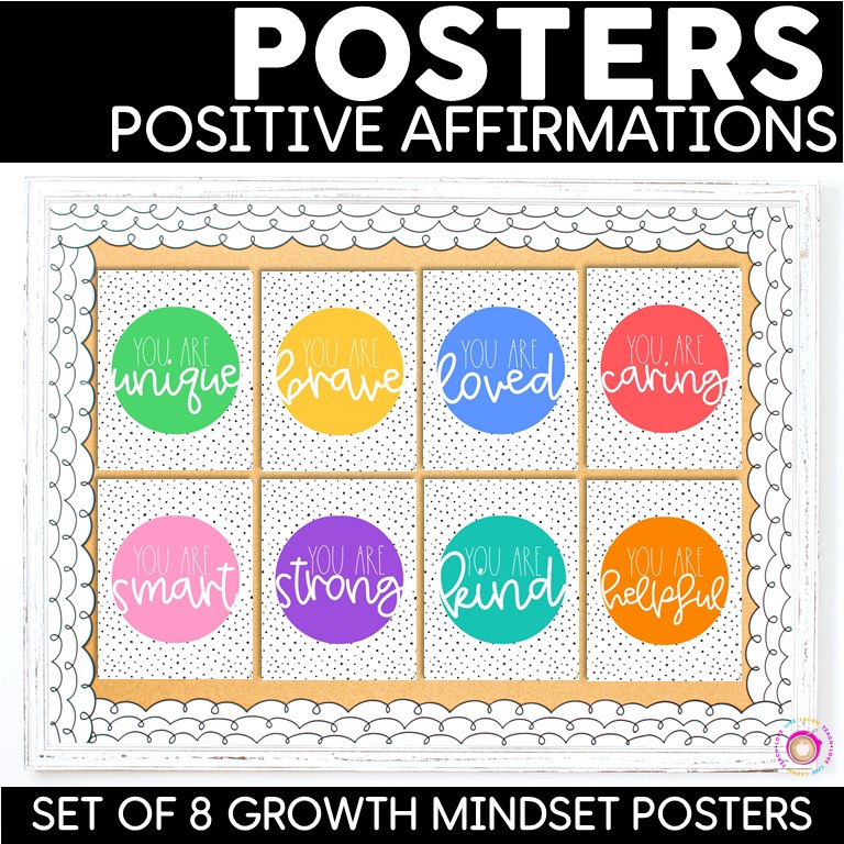 Positive Affirmation Self- Talk Posters | Growth Mindset Bulletin Board ...