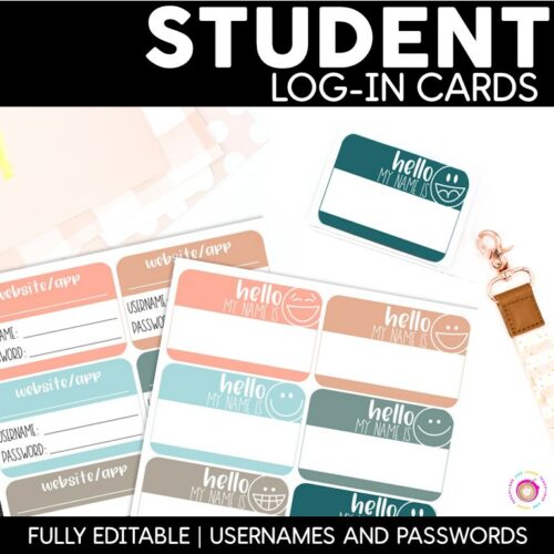 Editable Student Log In Cards | Usernames and Passwords Cards - Made By ...