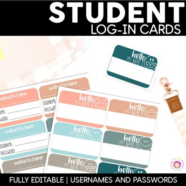 Editable Student Log In Cards | Usernames and Passwords Cards - Made By ...