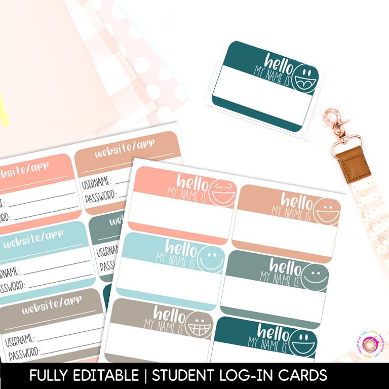 Editable Student Log In Cards | Usernames and Passwords Cards - Made By ...