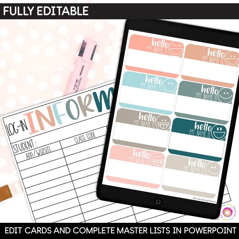 Editable Student Log In Cards | Usernames and Passwords Cards - Made By ...