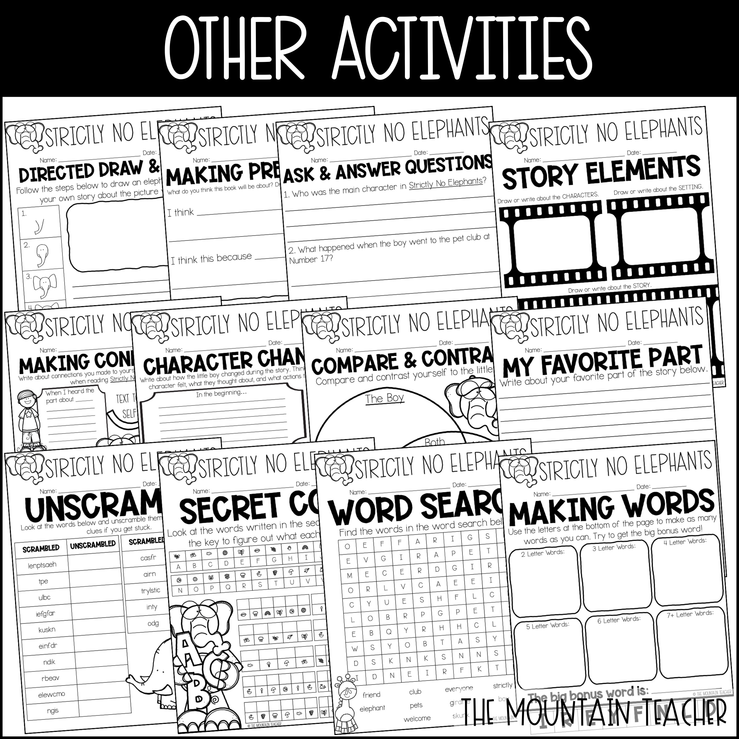 Strictly No Elephants Book Companion | Reading & Writing Activities ...