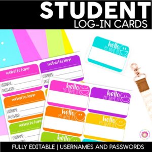 Editable Student Log In Cards | Usernames and Passwords - Made By Teachers
