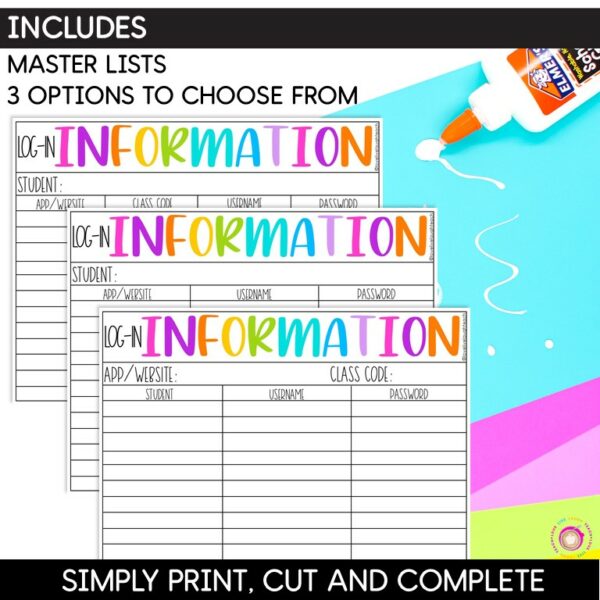 Editable Student Log In Cards | Usernames and Passwords - Made By Teachers