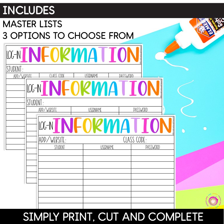 Editable Student Log In Cards | Usernames and Passwords | Made By Teachers