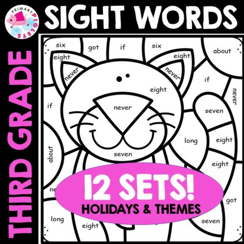 COLOR BY CODE SIGHT WORDS THIRD GRADE PRACTICE YEARLONG BUNDLE - Made ...