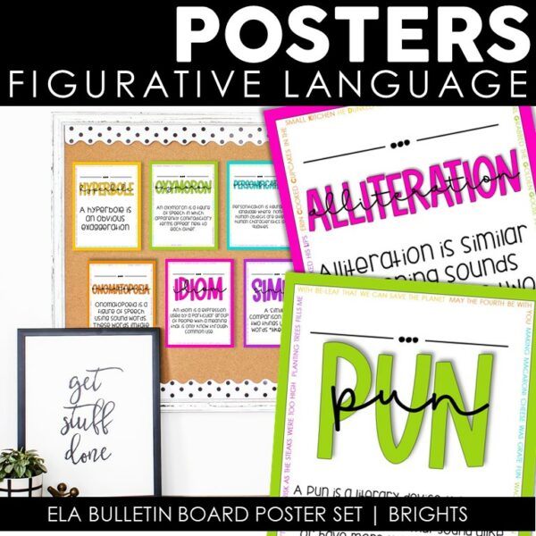 Figurative Language Posters | ELA Bulletin Board Set | Brights - Made ...