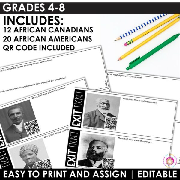 Black History Month Exit Tickets | African Americans & Canadians ...