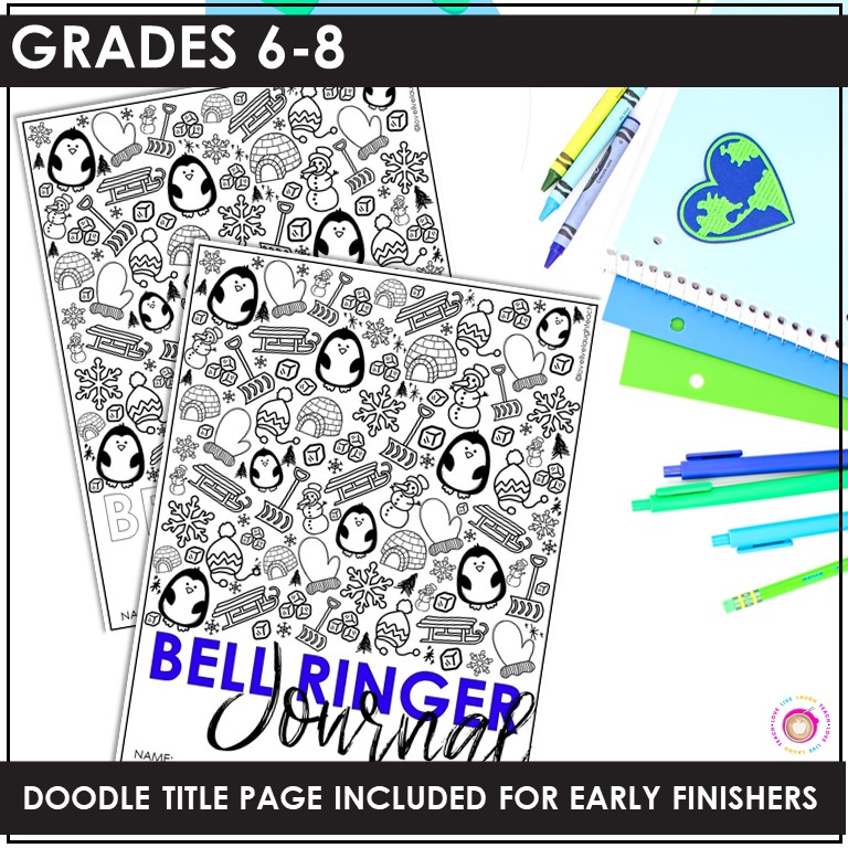 ELA, VISUAL ARTS, & MATH Winter Bell Ringer Journal For Upper ...