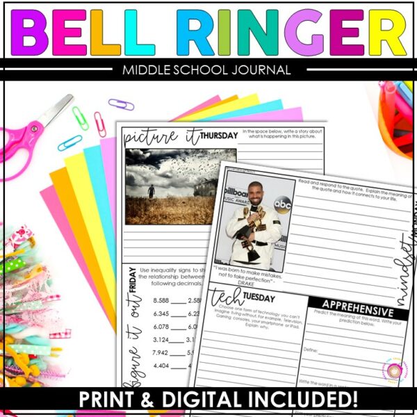 ELA & MATH Bell Ringer Journal Upper Elementary | Paper, Digital ...