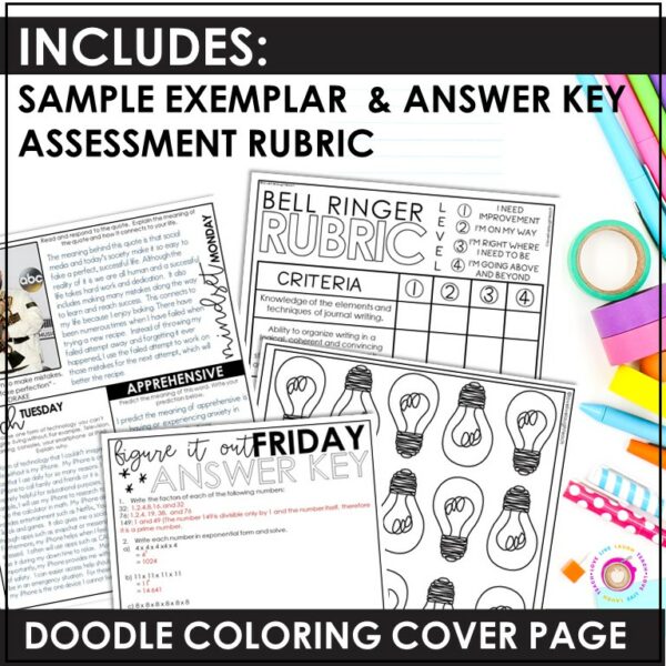 ELA & MATH Bell Ringer Journal Upper Elementary | Paper, Digital ...