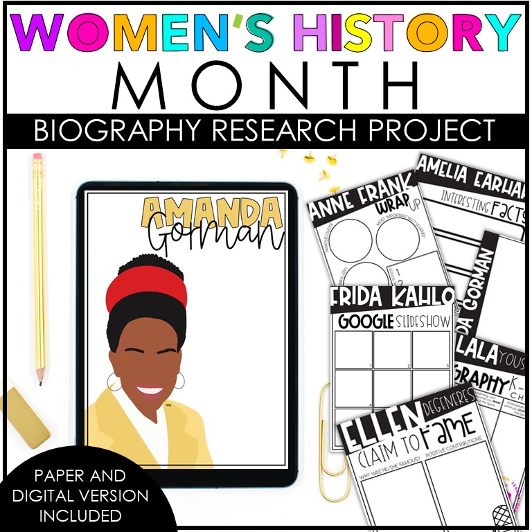 Women's History Month Biography Research Project | Print & Digital ...