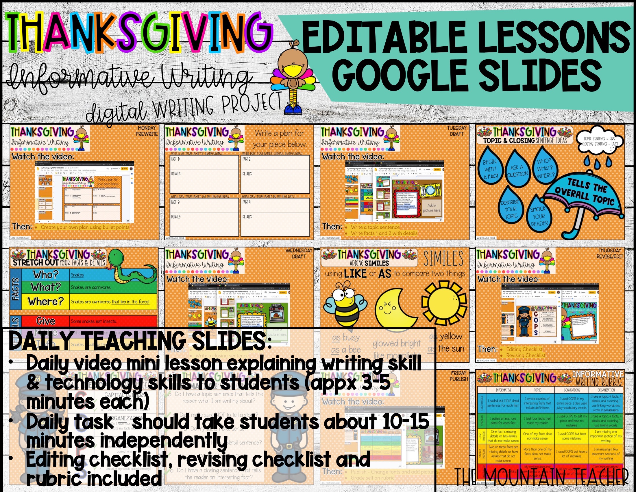 Digital Thanksgiving Google Slides Informative Writing Prompt and ...