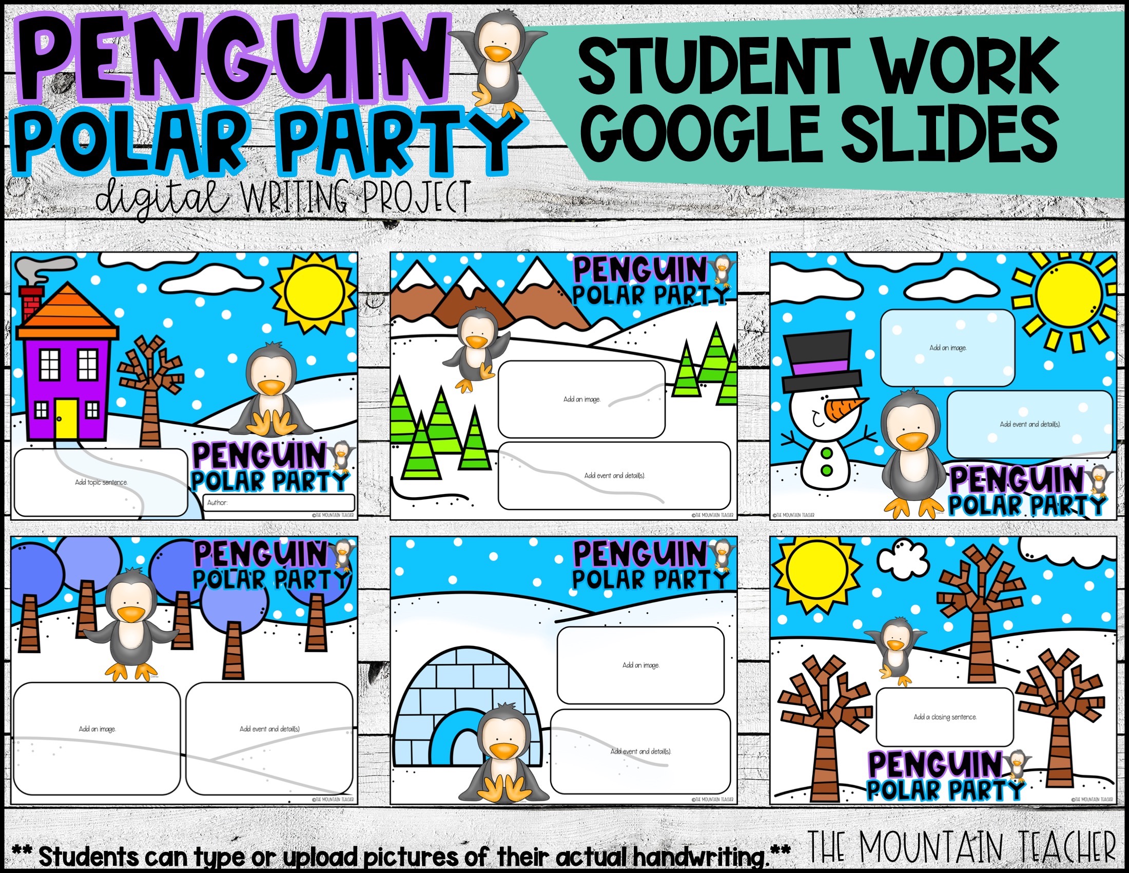 Fun Penguin Winter Writing Activity for Google Slides with Videos ...