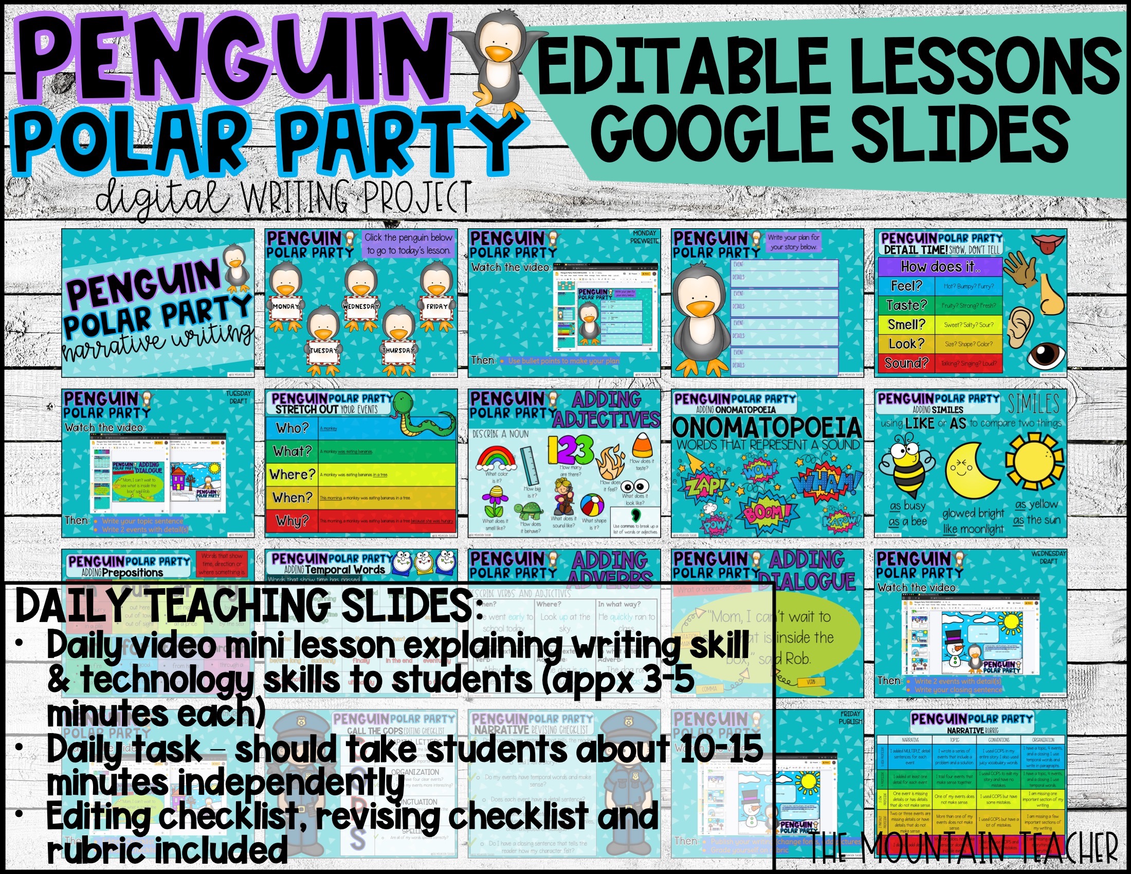Fun Penguin Winter Writing Activity for Google Slides with Videos ...