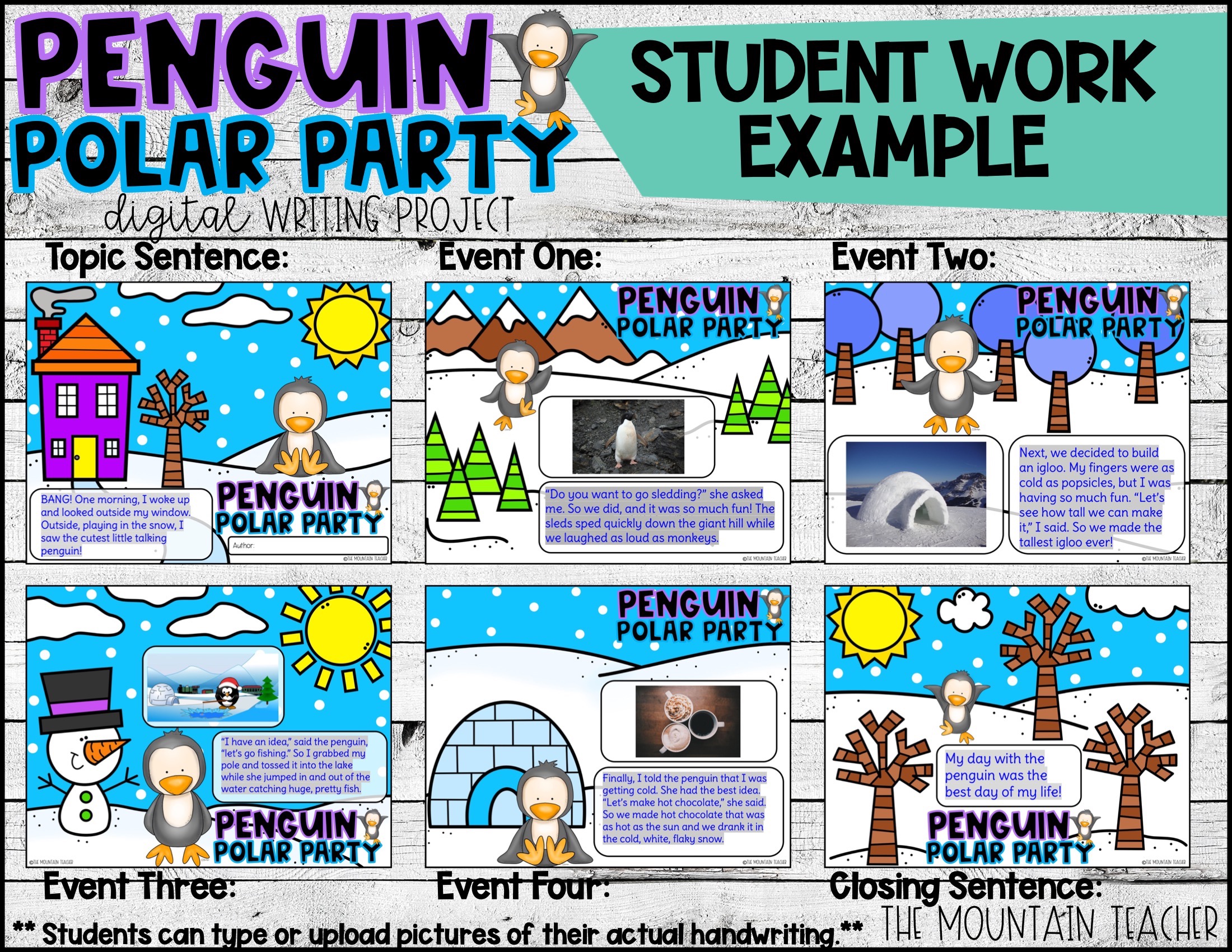 Fun Penguin Winter Writing Activity for Google Slides with Videos ...
