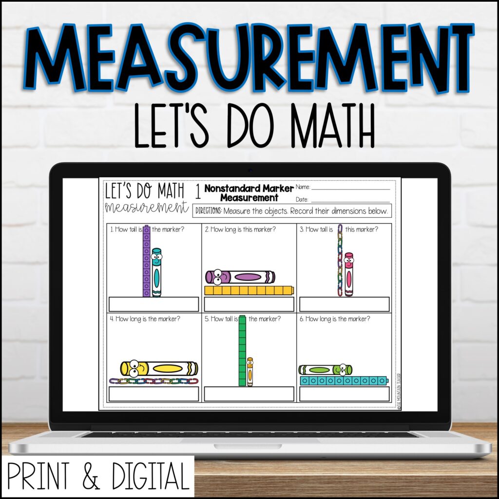 DIGITAL Lets Do Math No Prep 2nd Grade MEASUREMENT Worksheets and ...