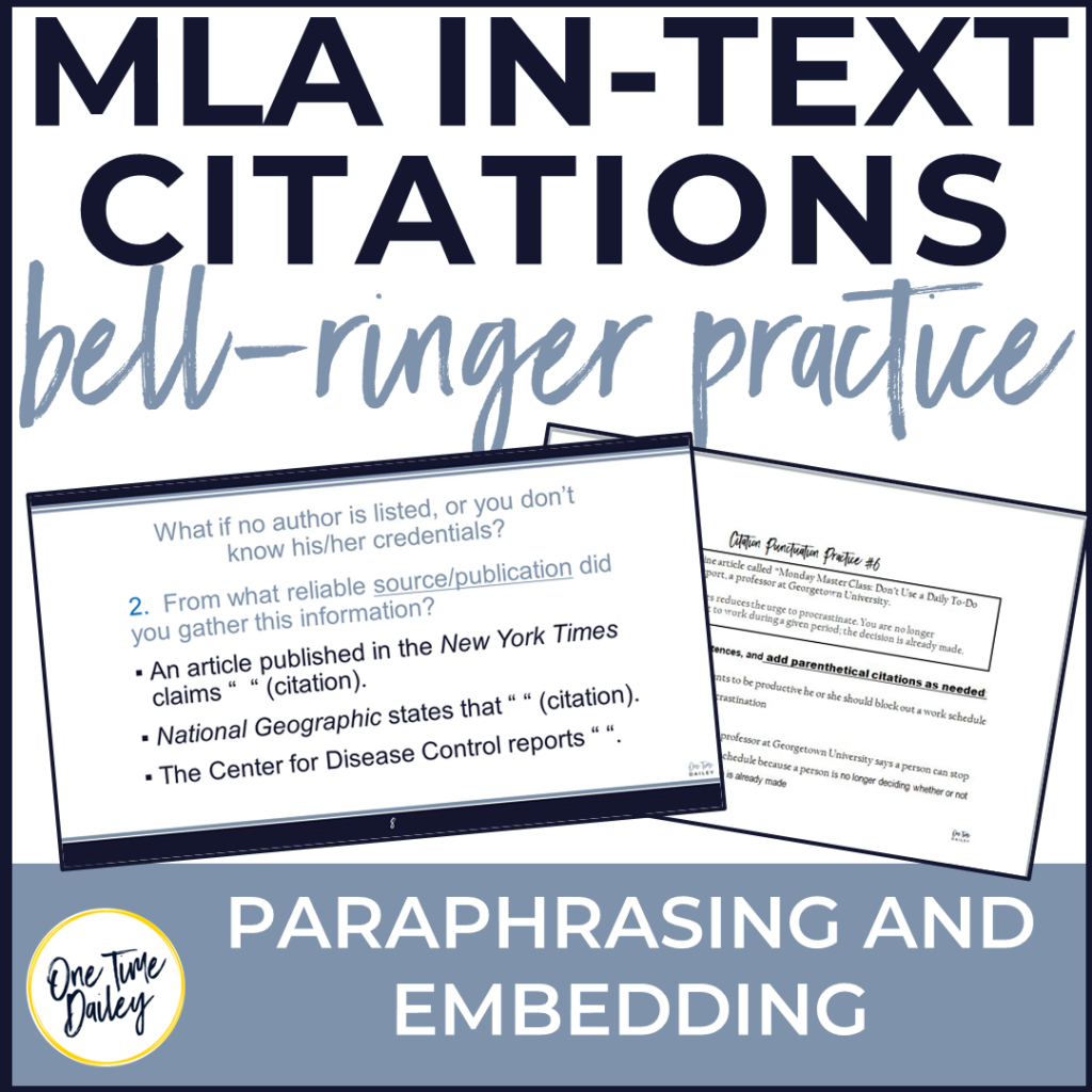 MLA In-Text Citation Practice Bell-Ringer Exercises | Made By Teachers