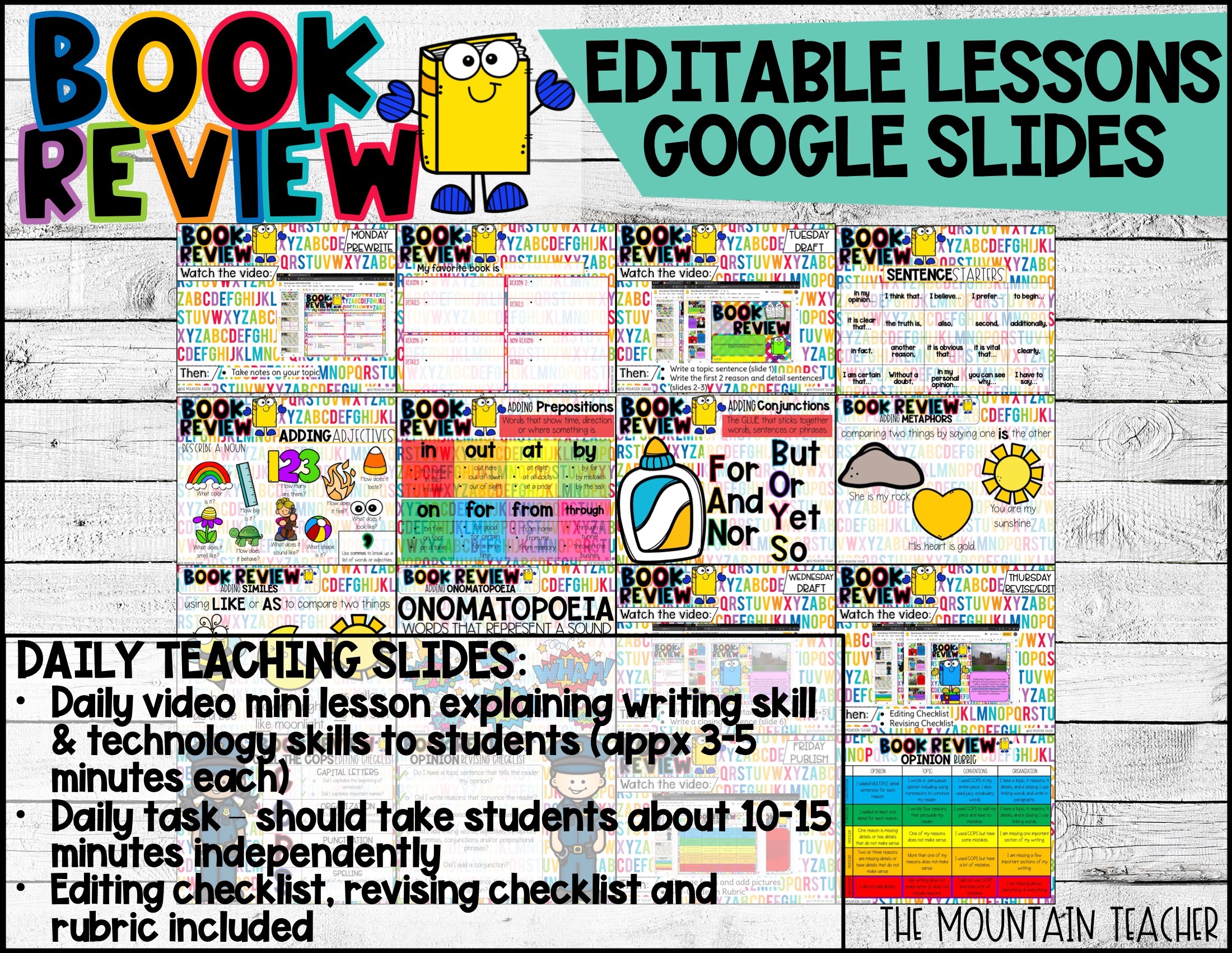 Book Review Graphic Organizer and Template for Google Slides includes ...