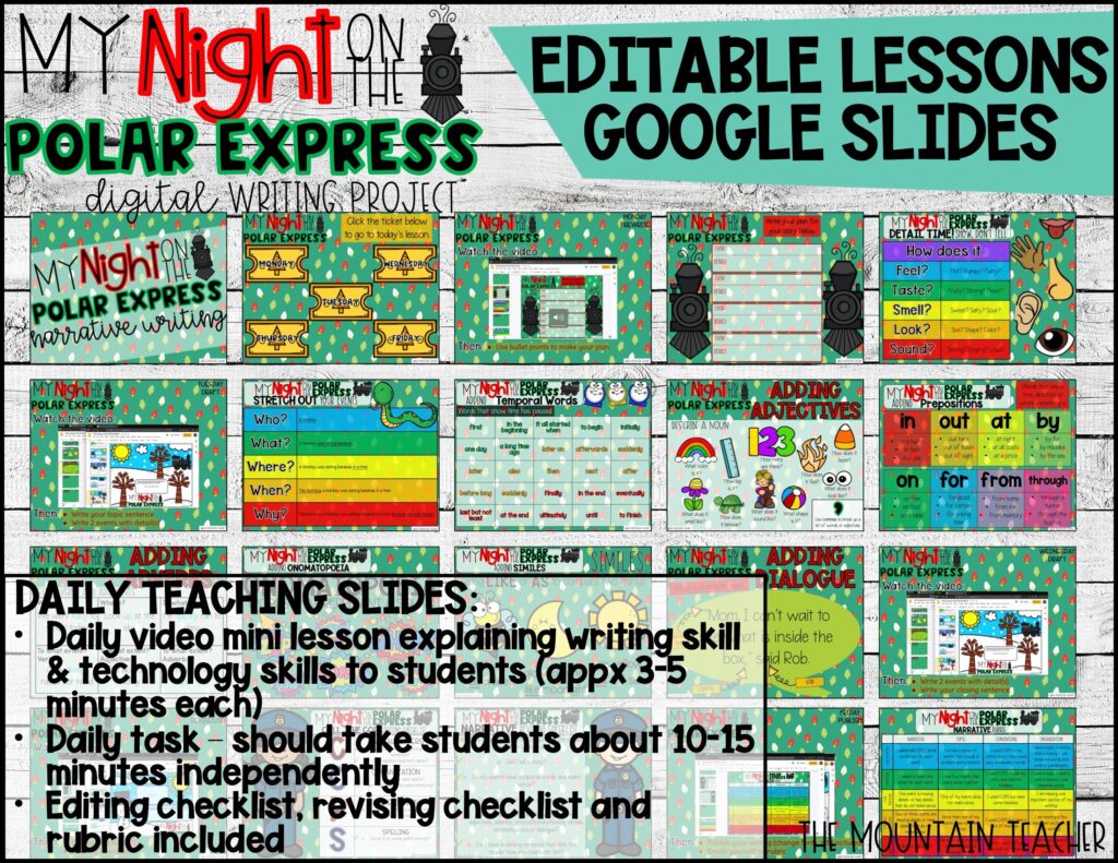 Polar Express Christmas Writing Activity for Google Slides with Videos ...