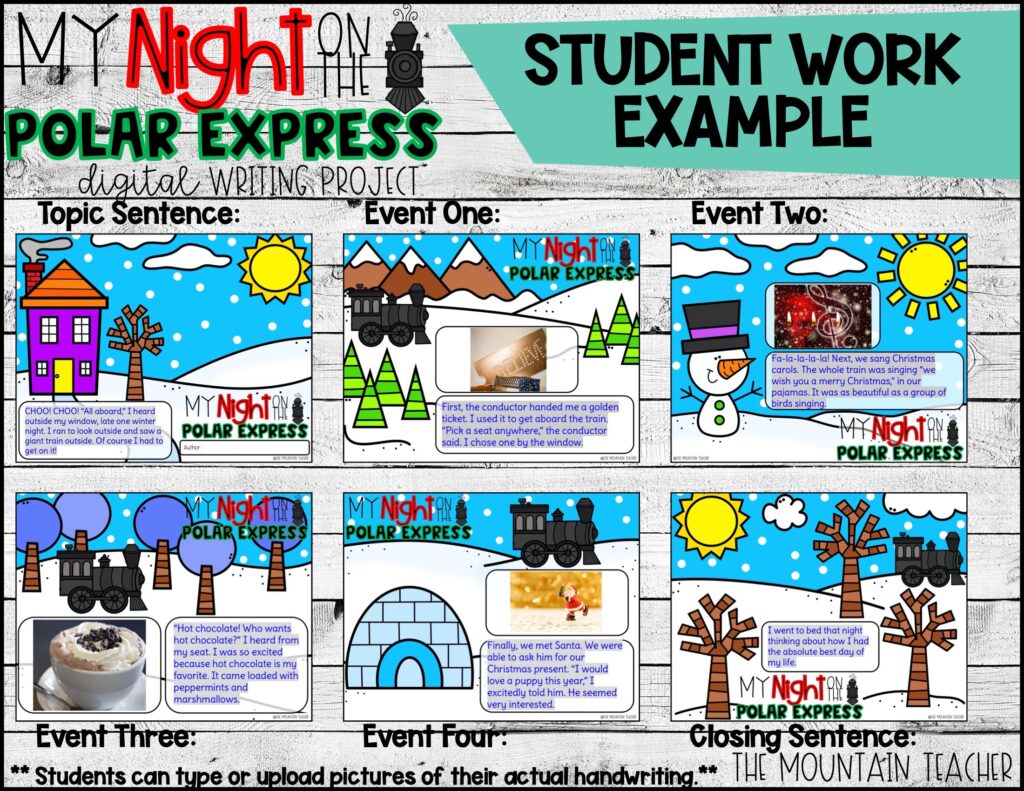 Polar Express Christmas Writing Activity for Google Slides with Videos ...