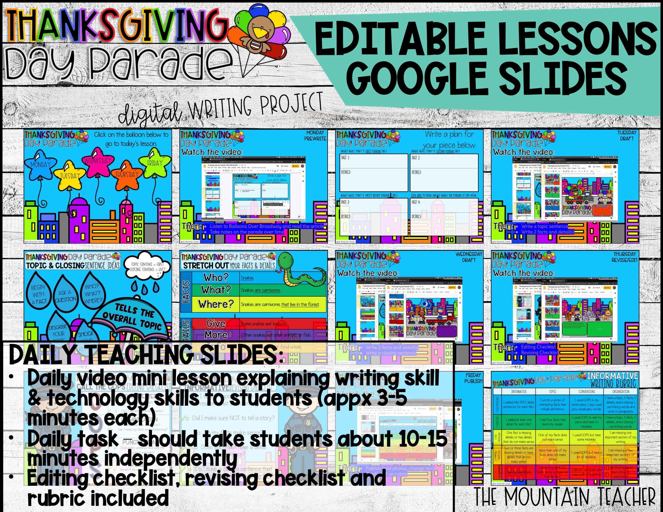 Macys Thanksgiving Day Parade Google Slides Writing Template and Videos ...