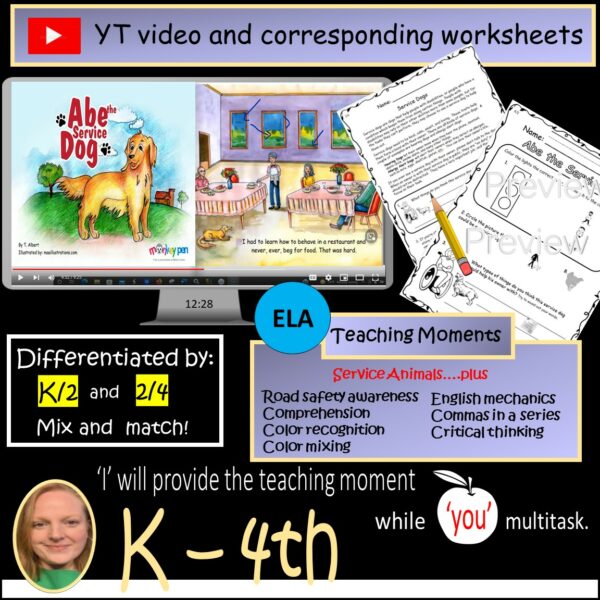 Service Animals w/added ELA skills, "Abe the Service Dog" - Made By ...