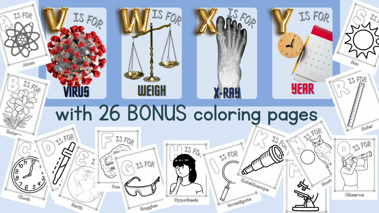 A-Z of Science Poster Bundle with BONUS coloring pages | Made By Teachers