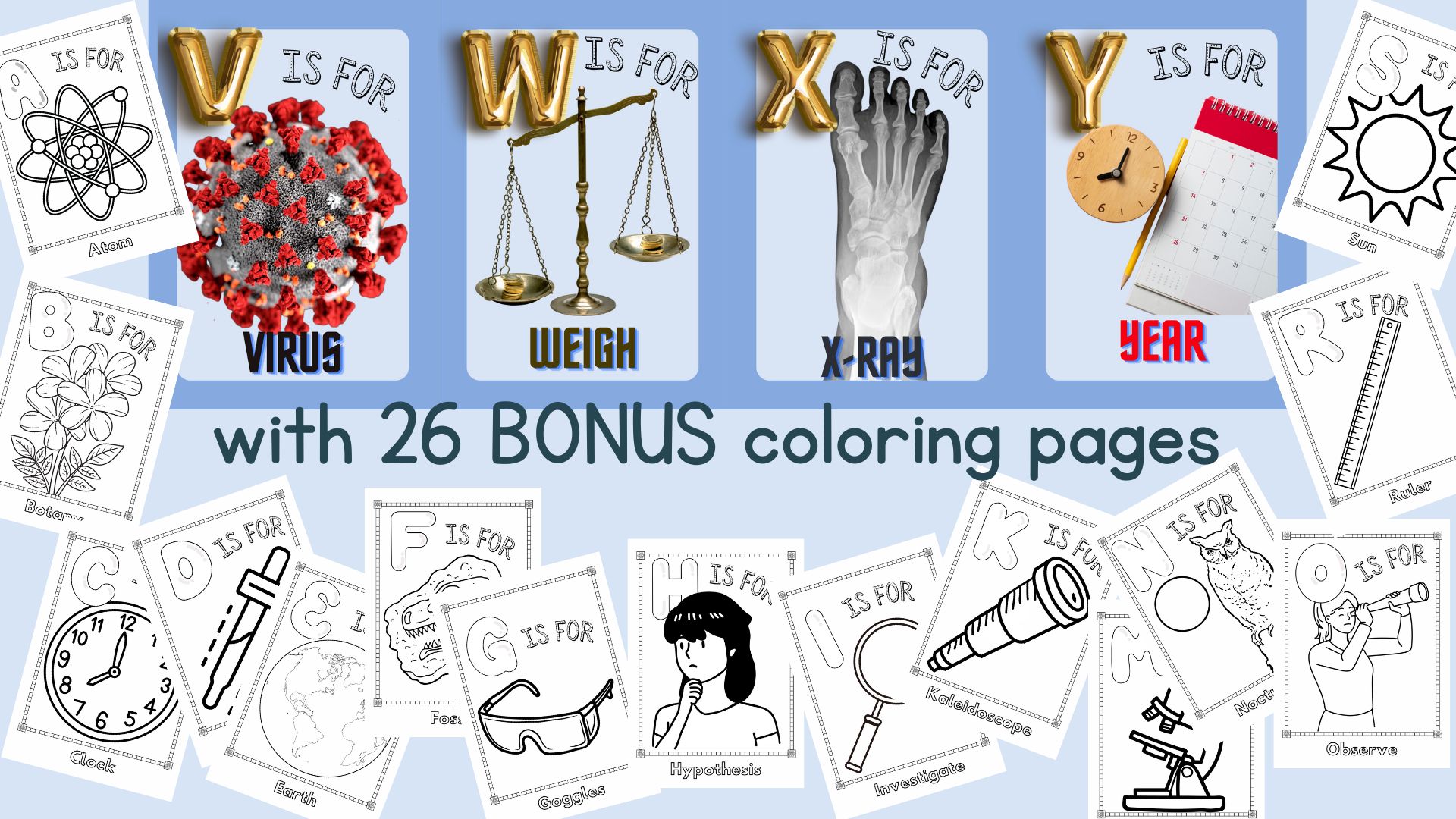 A-Z of Science Poster Bundle with BONUS coloring pages | Made By Teachers