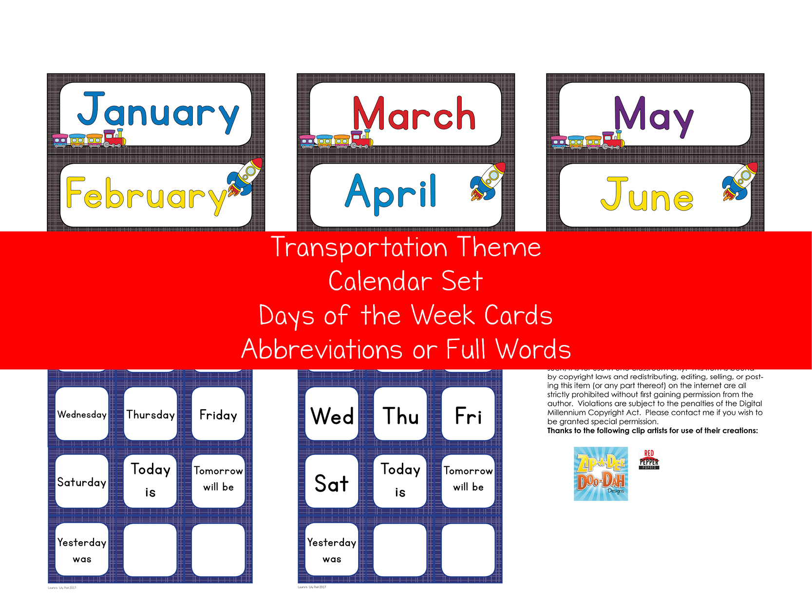 Transportation Calendar Set | Made By Teachers