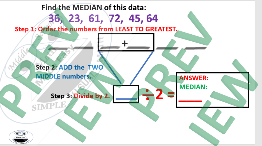Measure of Center: Find the MODE & MEDIAN: Worksheets with visuals ...