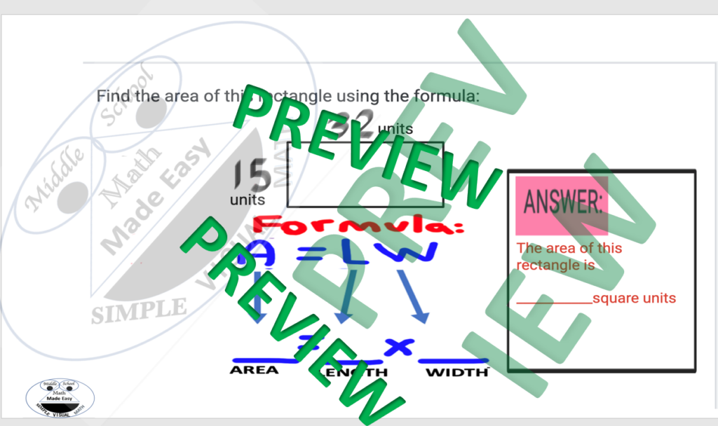 Find area of rectangles and squares using the formula: worksheet with ...
